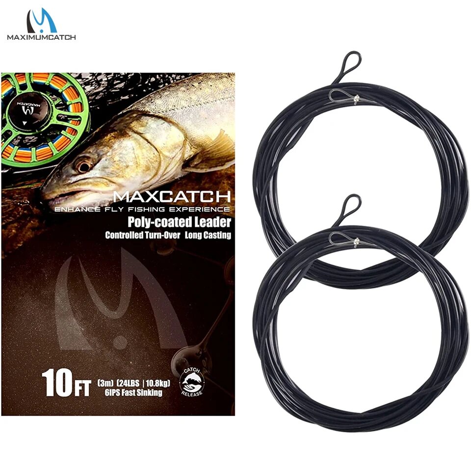 Maximumcatch Леска для нахлыста 2 шт, 7-10 футов, 12-25 фунтов 10FT 24LB SINK 6IPS
