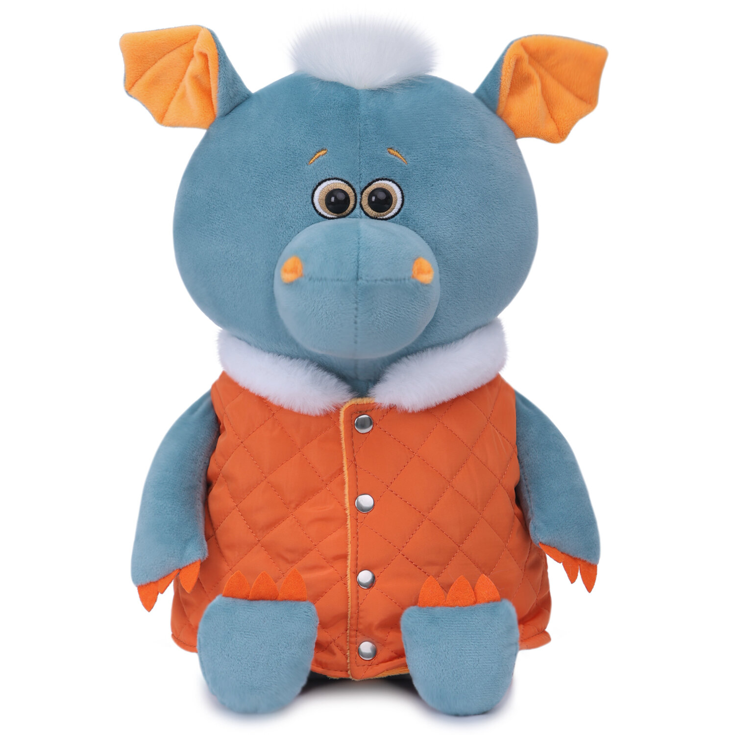 Мягкая игрушка KULT of Toys "Дракон Фредди", в жилетке, искусственный мех, высота 35см