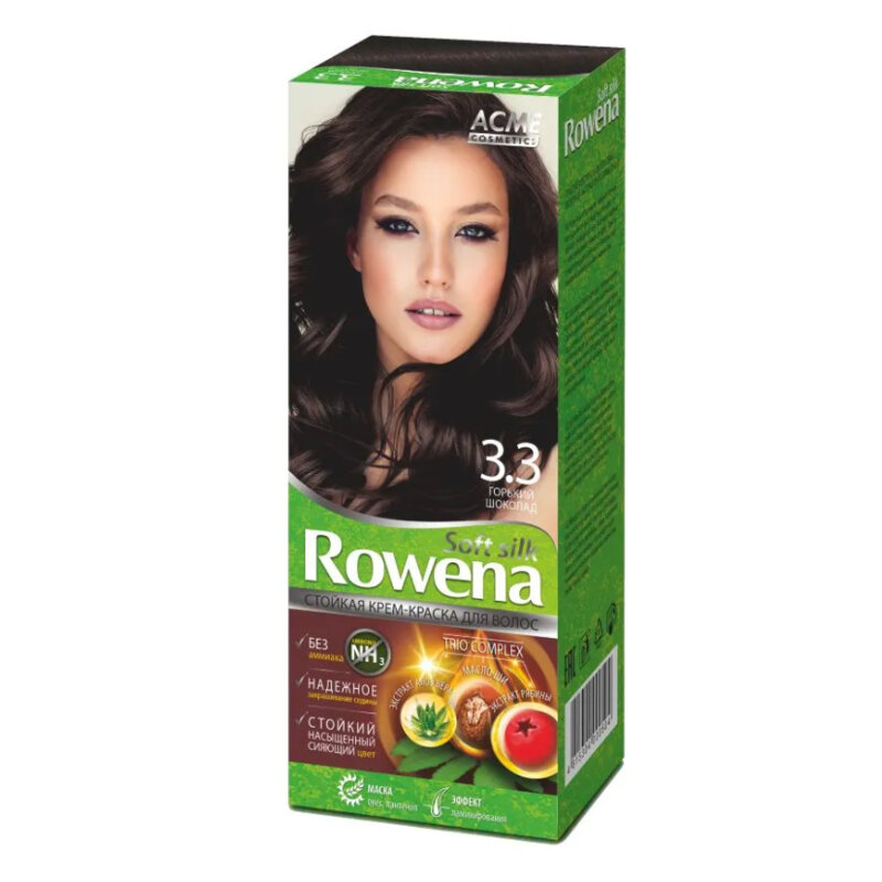 Рябина soft silk стойкая крем-краска для волос тон 3.3 горький шоколад