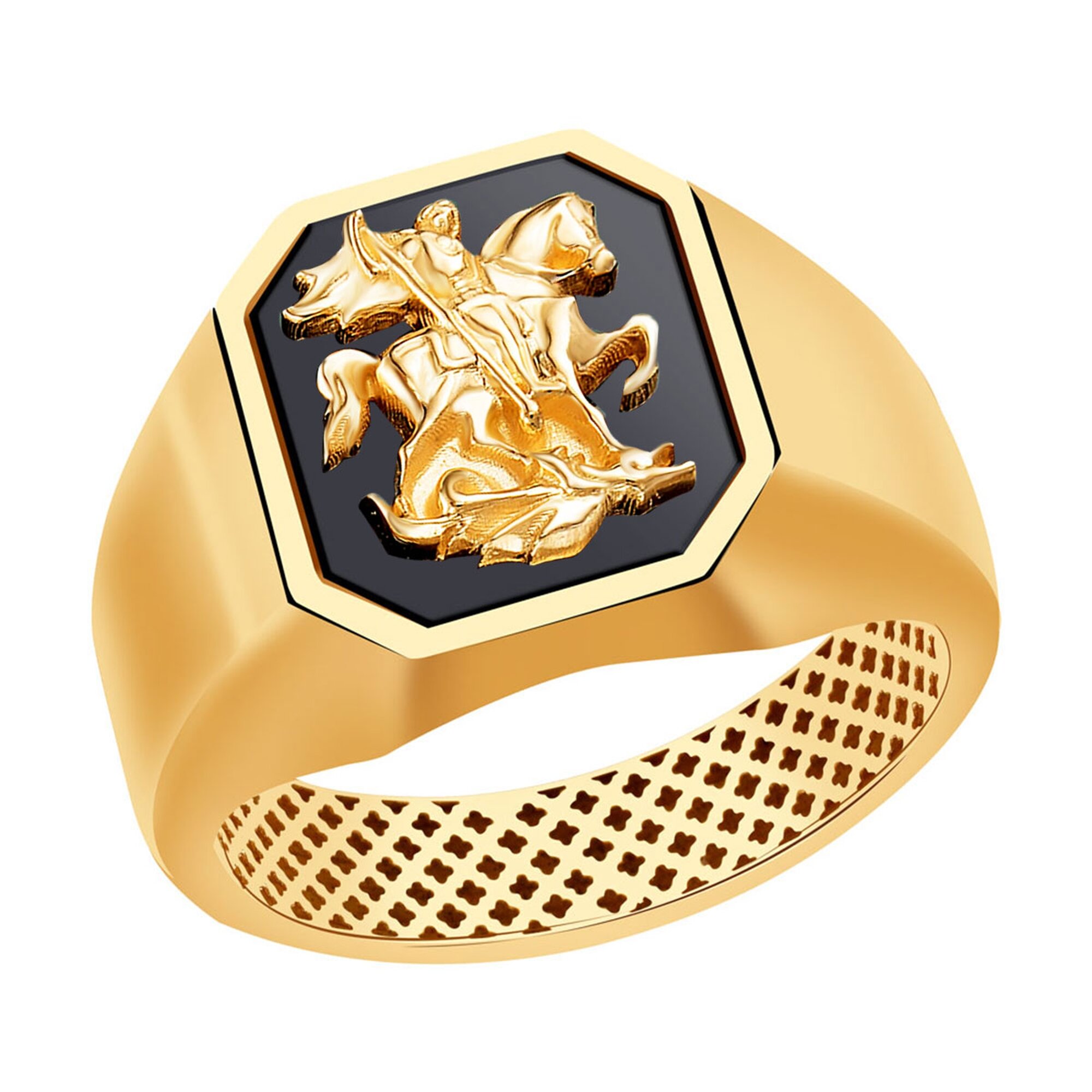 Печатка, красное золото, 585 проба, оникс