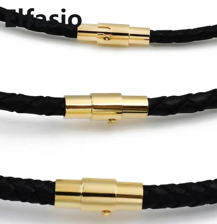 Кожаный плетеный шнур для ожерелья, Gold, 81см