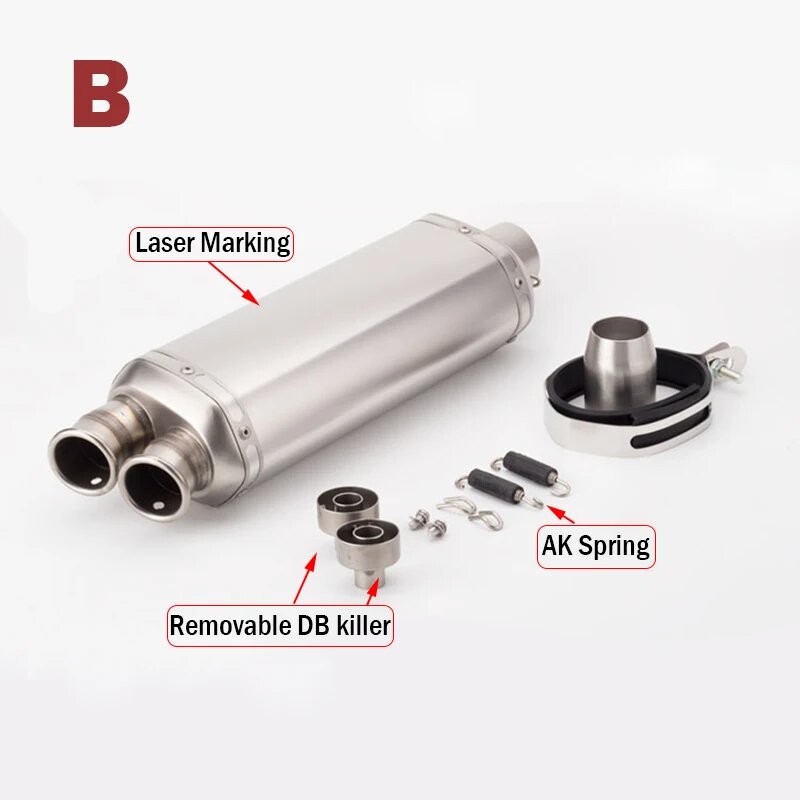 51 мм универсальный глушитель выхлопной трубы мотоцикла двойной побег правая сторона с дБ убийца лазера для G310R R1200GS Z1000 Z900 Z400 cb190 B