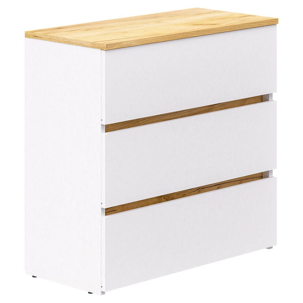 Комод Пирамида "К-27", Белый/Дуб крафт золотой, 3 выдвижных ящика, ЛДСП, 70 х 33 х 68.5 см
