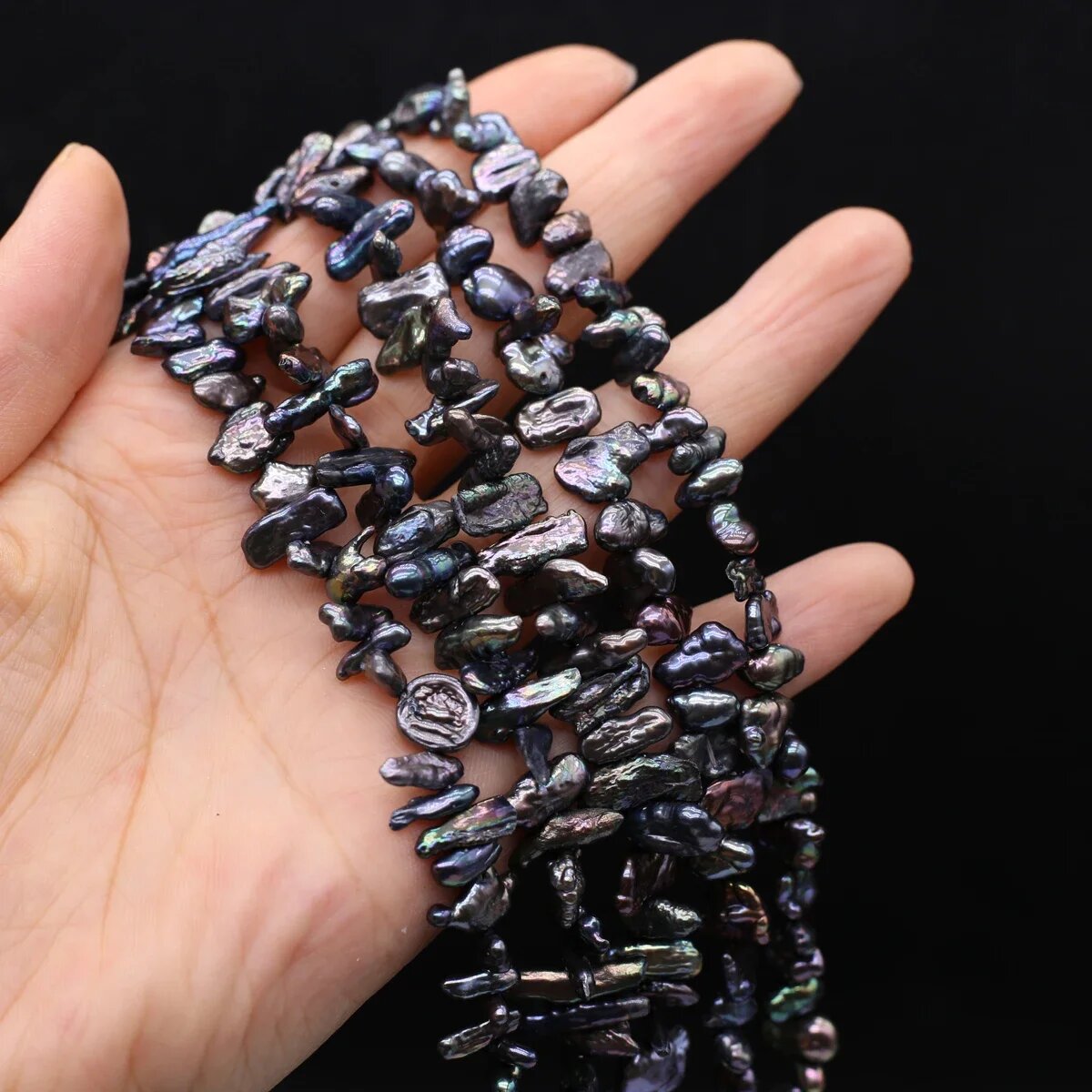 Натуральный пресноводный жемчуг в форме лепестков барокко черные бусины DIY ожерелье браслет искусственный жемчуг ювелирные изделия подарок 4-12 мм