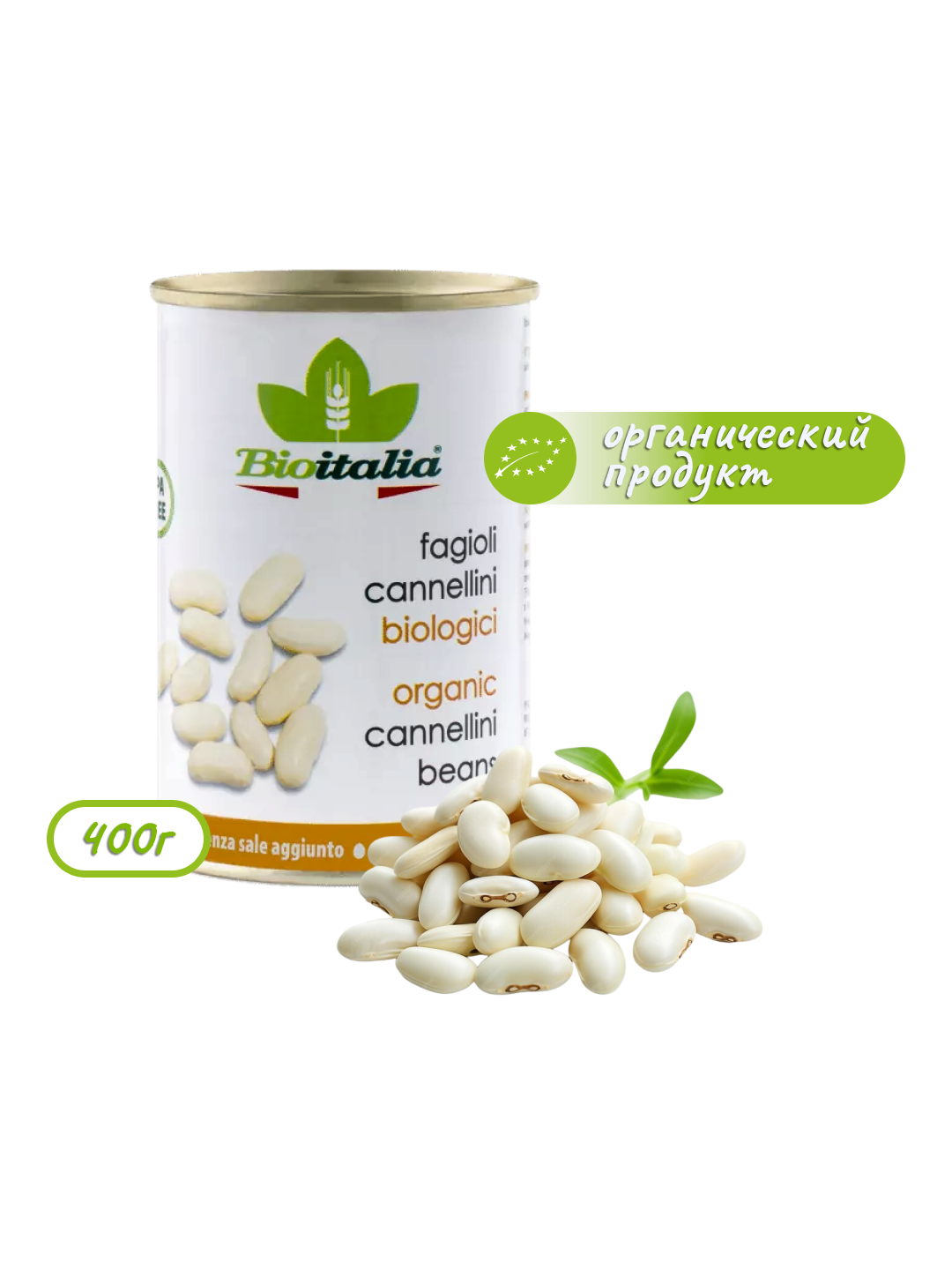 Фасоль BIOITALIA Fagioli cannellini белая консервированная, 400 г