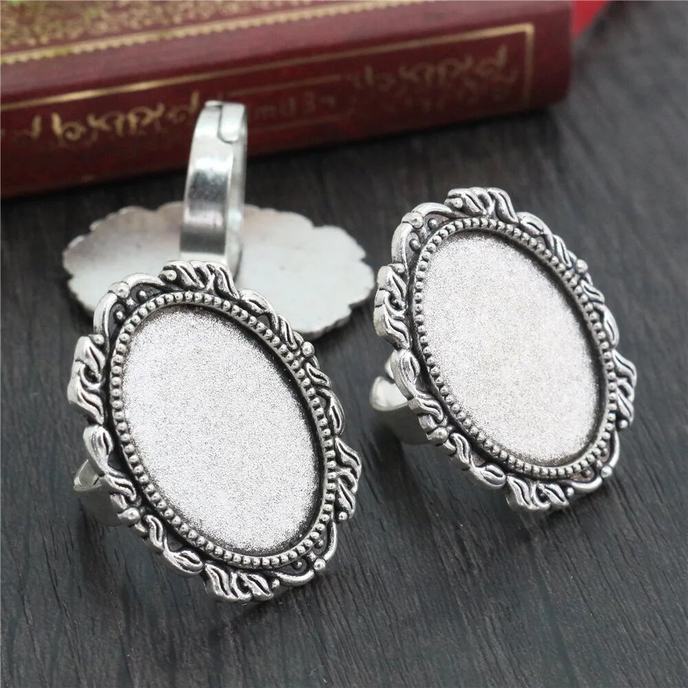 Кольцевые основы Wadsfred Cabos для кабошонов 18x25 мм Серебряный, J4-23