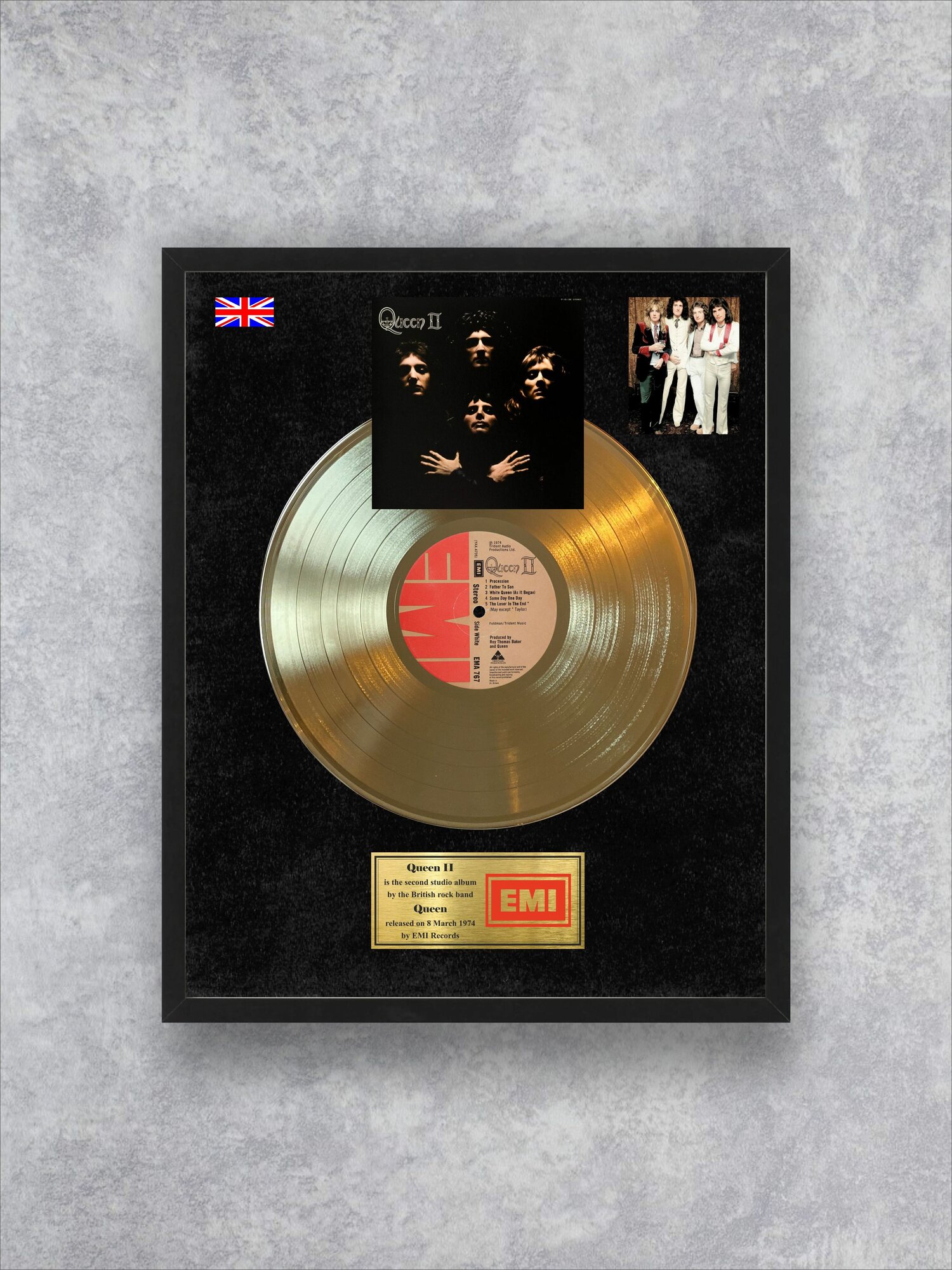 Виниловая пластинка Queen II в рамке - Queen II золотой винил в рамке