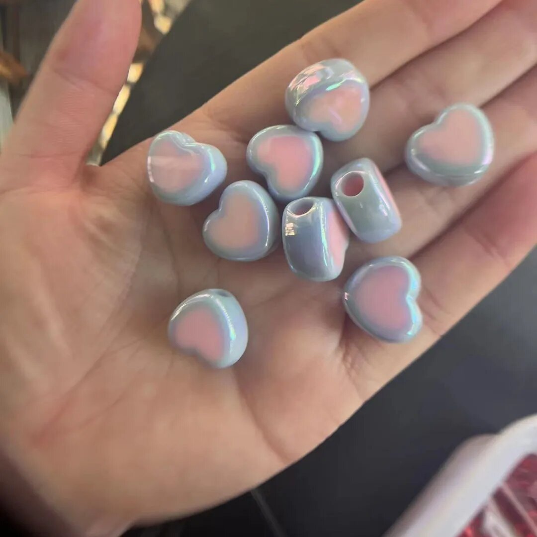 YoZuSmily Акриловые бусины-распорки сердечки 10 шт. 6