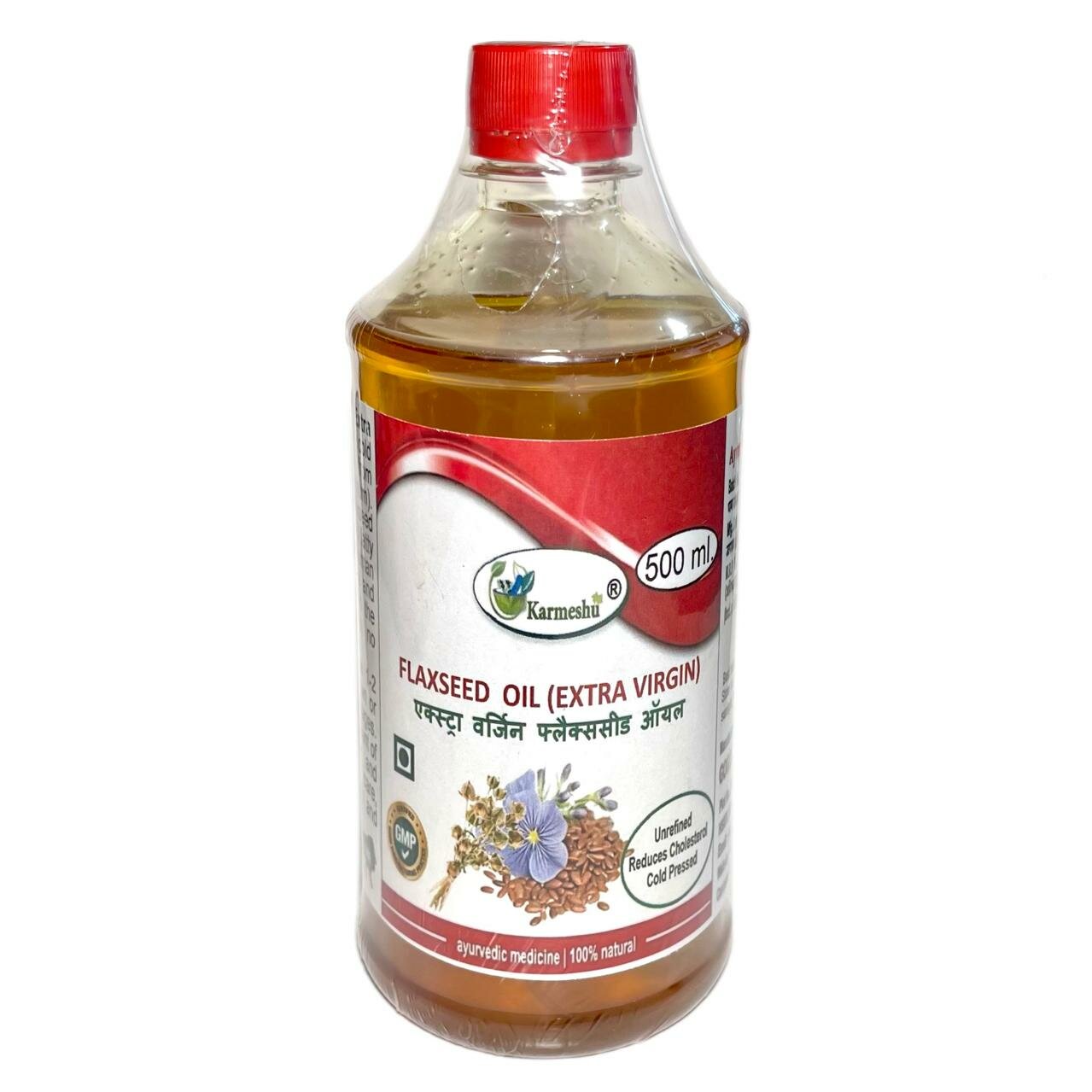 FLAXSEED OIL Extra Virgin, Karmeshu (льняное масло первого отжима, Кармешу), 500 мл.