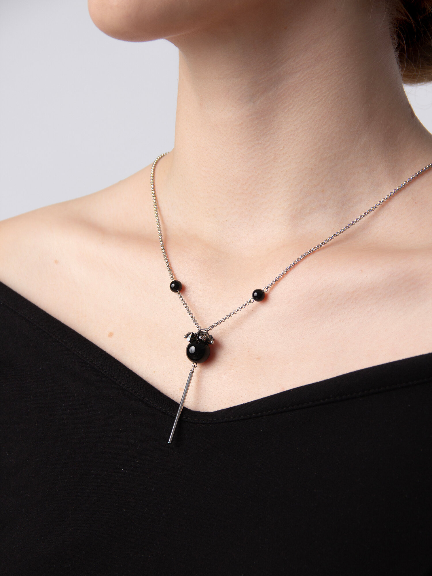 Колье, агат, стекло