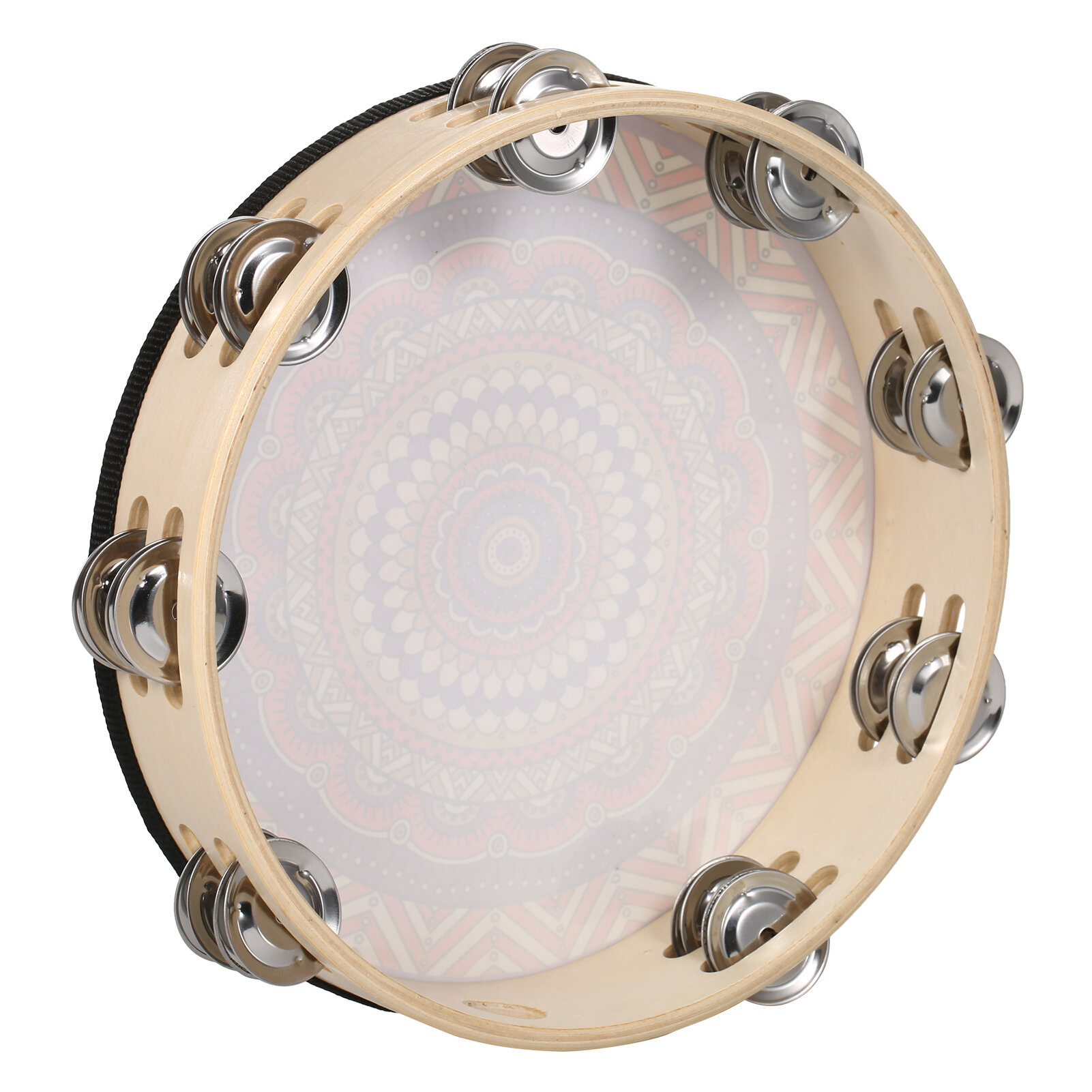 10-дюймовый деревянный бубен, колокольчик, двухрядный, 16 металлических тарелок, джинглы, ручной барабан, ударный инструмент для детей, взрослых, церковная музыкальная игра для вечеринок КТВ