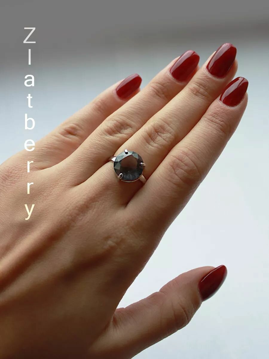 Кольцо, серебро, 925 проба, родирование, александрит синтетический