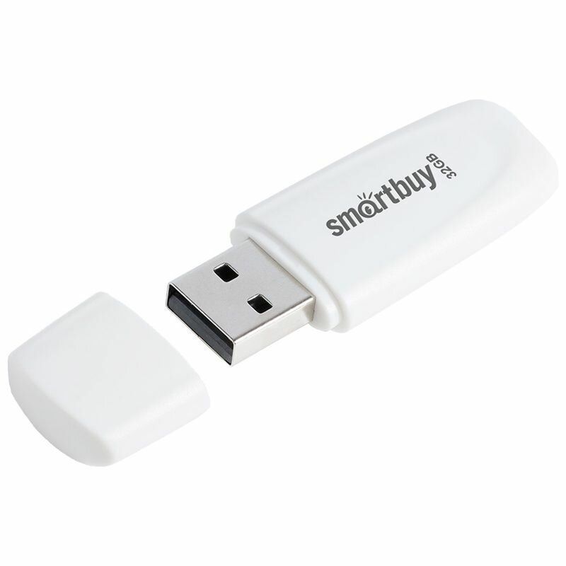 Флеш-накопитель SmartBuy "Scout", 32 GB, USB 2.0, Flash Drive, белый (SB032GB2SCW)