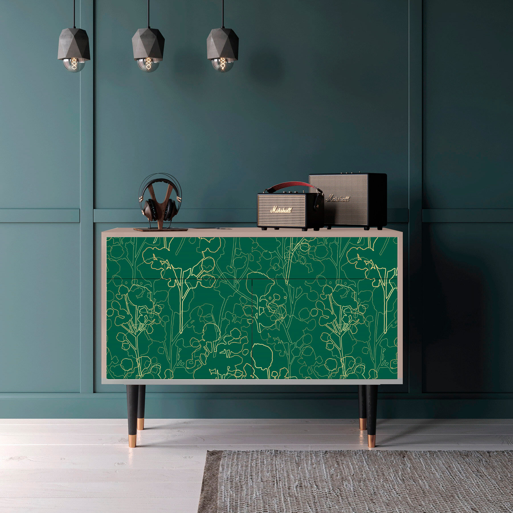 Комод - STORYZ - BS4 Emerald Forest, Размер - 115 x 85 x 48 см, Цвет корпуса - Бежевый