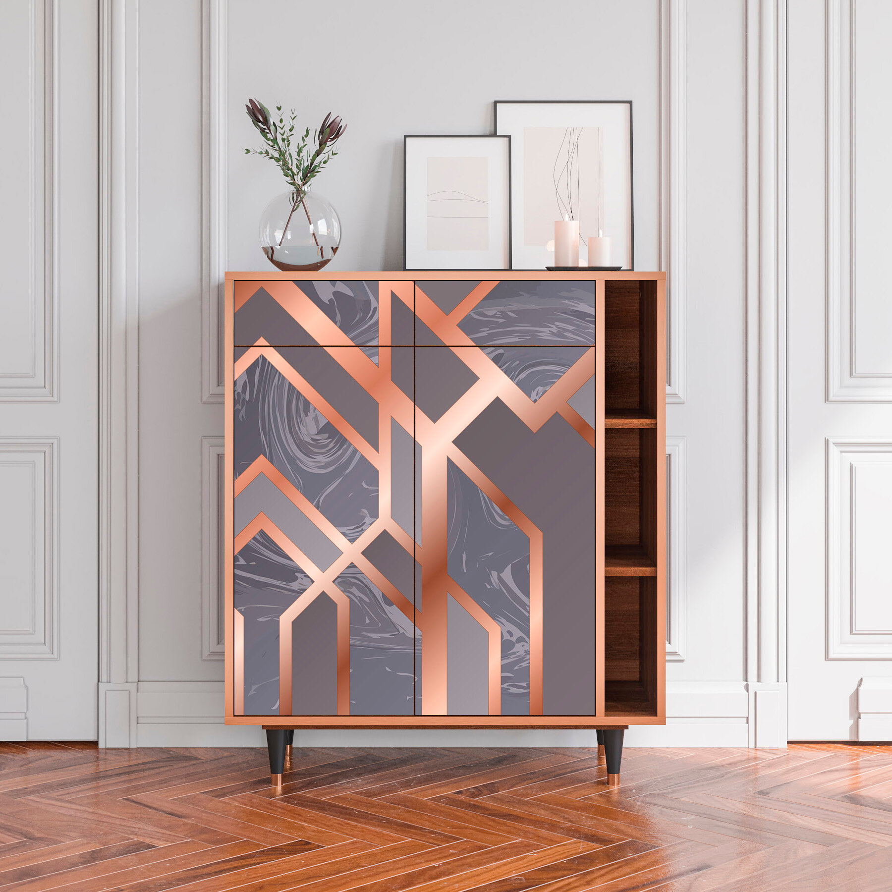 Комод - STORYZ - BS6 Taupe Anatomy, Размер - 94 x 110 x 41 см, Цвет корпуса - , Орех