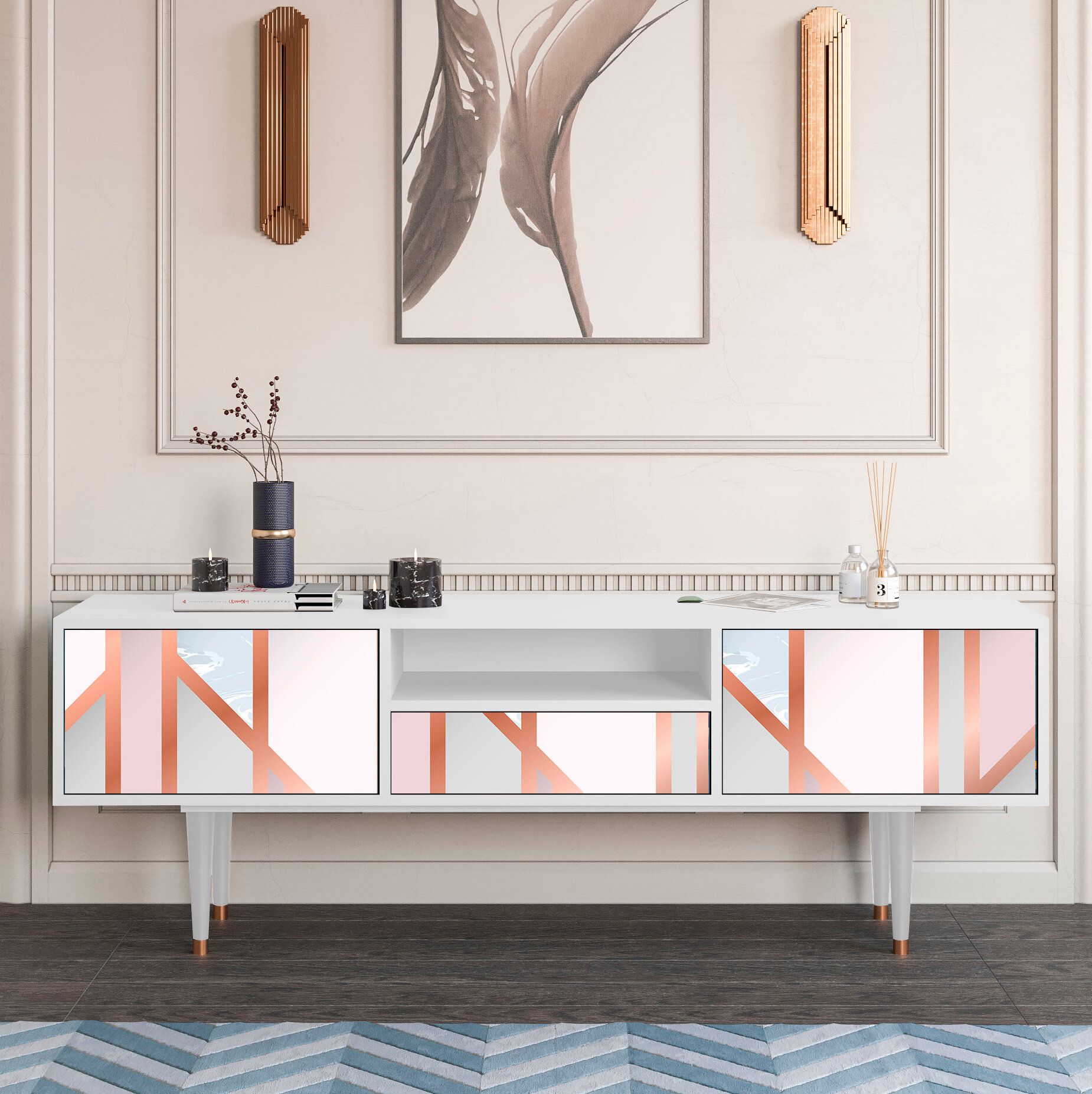 ТВ-Тумба - STORYZ - T6 Champagne Story, Размер - 170 x 69 x 41 см, Цвет корпуса - , Белый