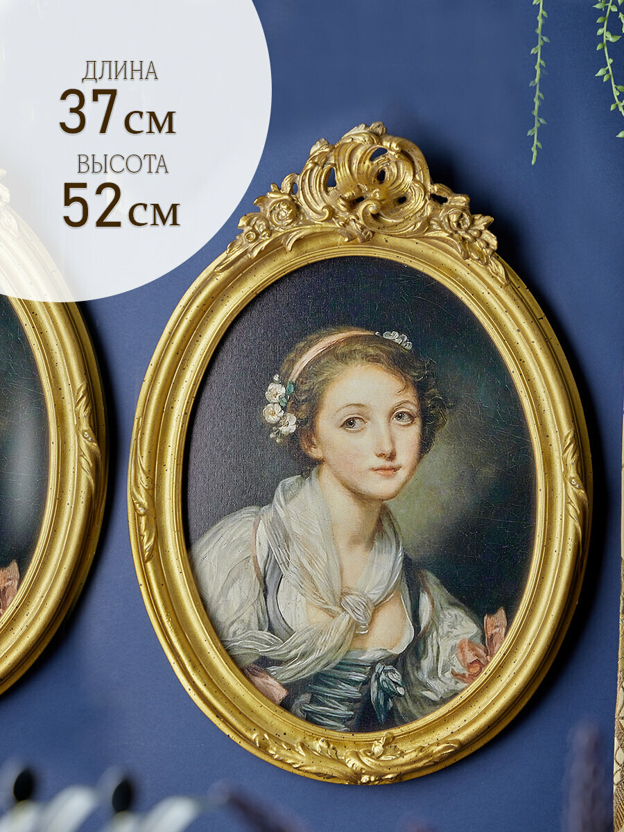 28-721 Картина настенная Девушка, под старину, масло 37х7х52см, Полисмолы, холст, Glasar