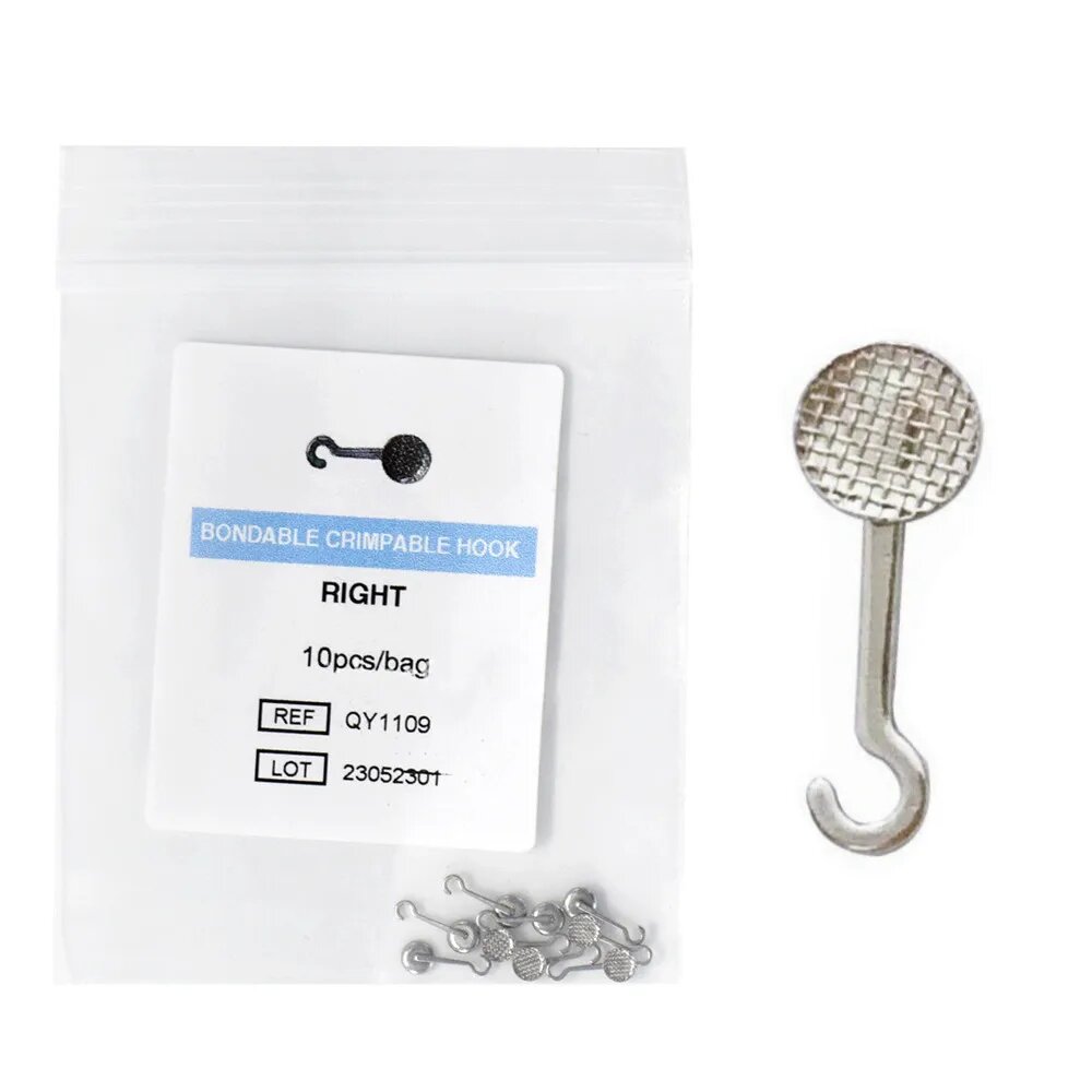 1 упаковка, стоматологическая ортодонтическая лингвальная кнопка, обжимной крючок, Right -mesh base