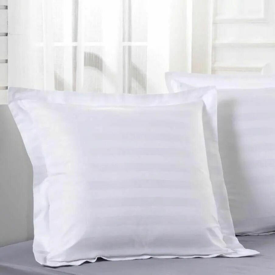 Наволочки с ушками, Белый, Страйп, с клапаном, 70x70 см, 2шт