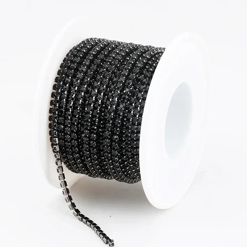 Черная хрустальная цепочка для рукоделия, 1 yard, Gun-Black Black