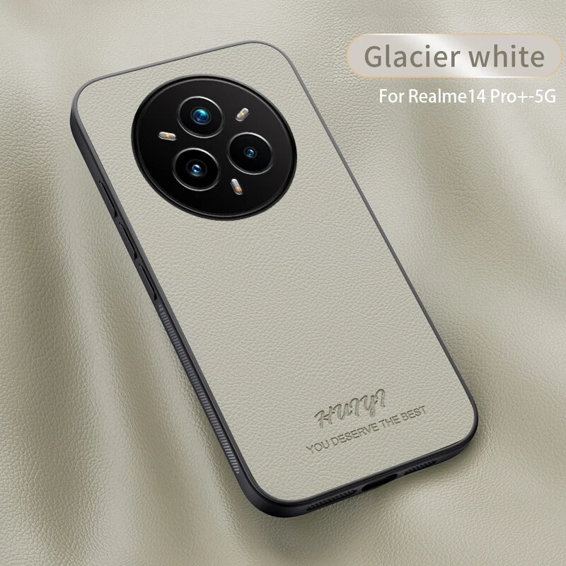 Роскошный деловой кожаный чехол с мягкой рамкой для Realme 14 Pro, магнитный чехол для Realme 14 Pro Plus, чехлы для телефонов Capa Белый, WHITE, Realme14Pro Plus