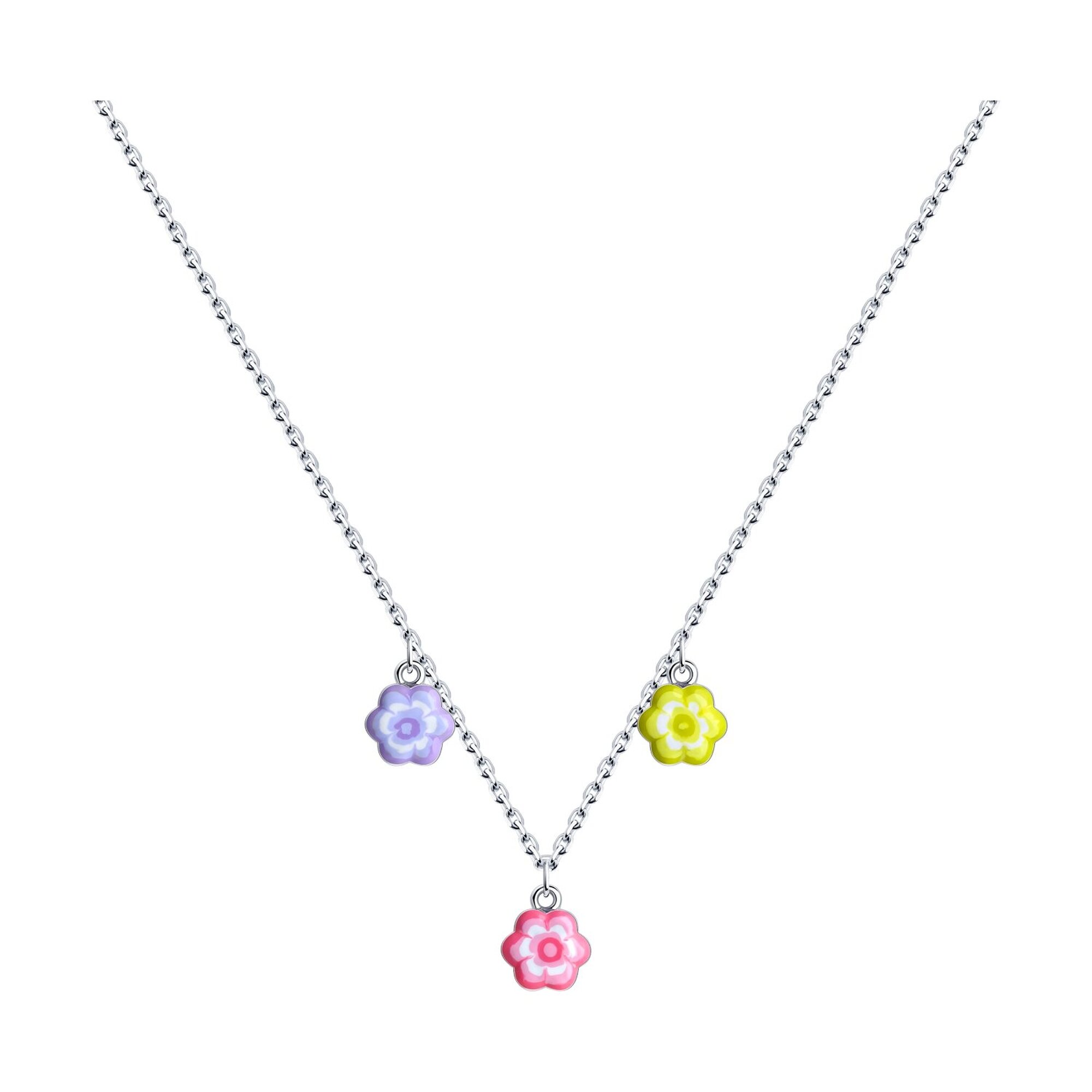 Колье, серебро, 925 проба, родирование, эмаль