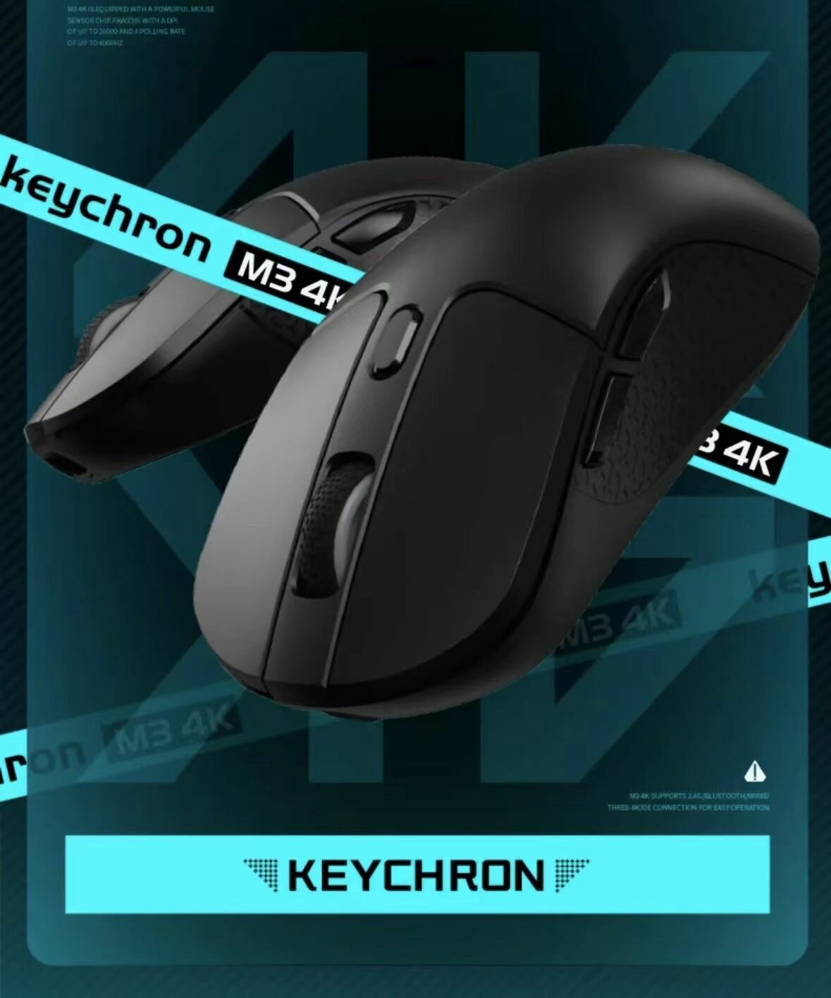 Эргономичная трехрежимная беспроводная мышь Keychron M3 4K с приемником 4K