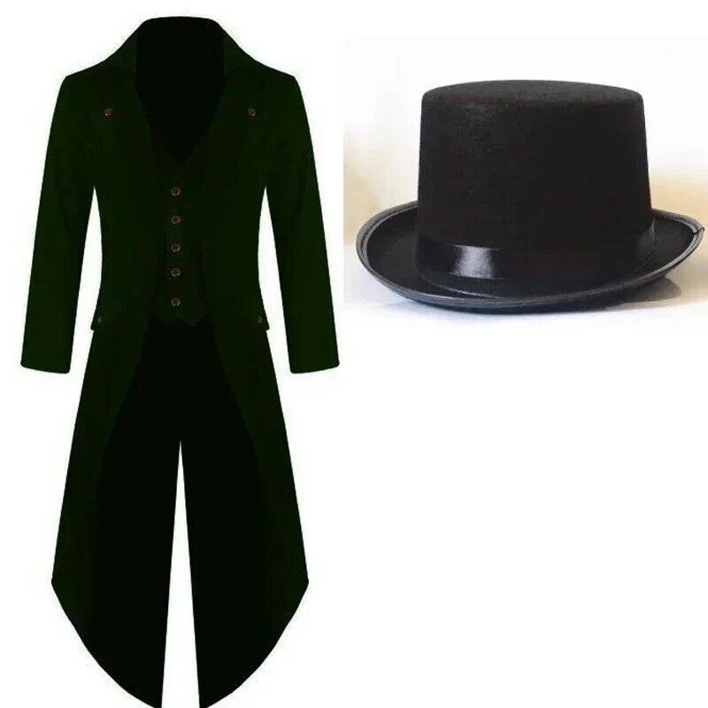 Стимпанк костюм 5XL Coldker Темно-зеленый, S, 1839black