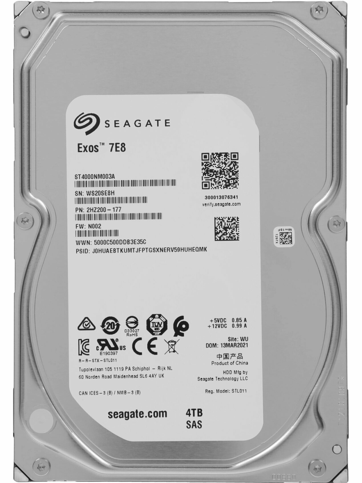 Жесткий диск Seagate Exos 7E8 ST4000NM003A 4TB, SAS 3.0, 3.5"