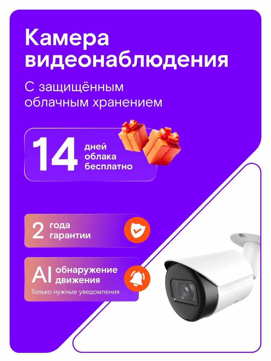 Камера видеонаблюдения уличная Ростелеком Switcam-B200, с ночной съемкой и обнаружением движения