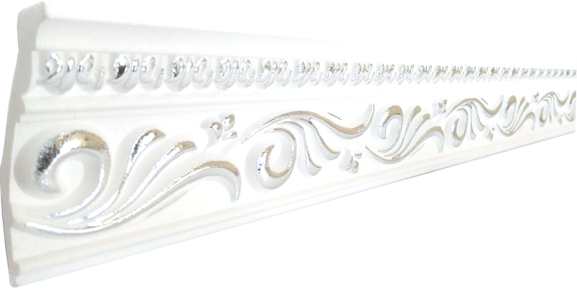 Плинтус потолочный 5 шт GLANZEPOL 200 см пенополистирол, белый GP114 SILVER