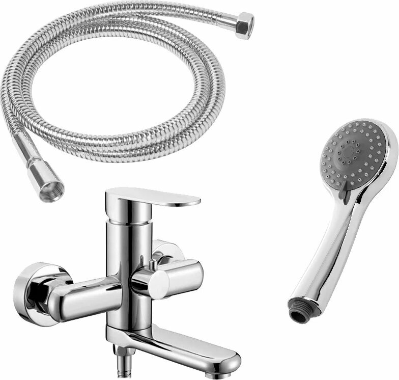 Смеситель для ванны с душем Kaiser Arena 33022 с душевым гарнитуром, настенный, однорычажный, с поворотным изливом, хром, глянцевый, латунный, с керамическим картриджем