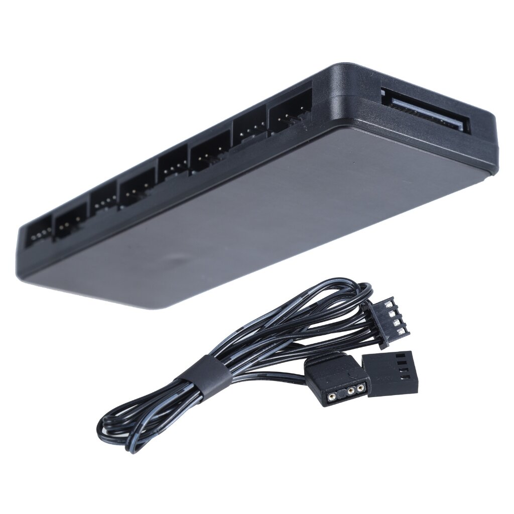 Контроллер ARGB PWMs Fan Hubs с 8 портами, входом питания SATAs и пультом дистанционного управления для охлаждения корпуса ПК