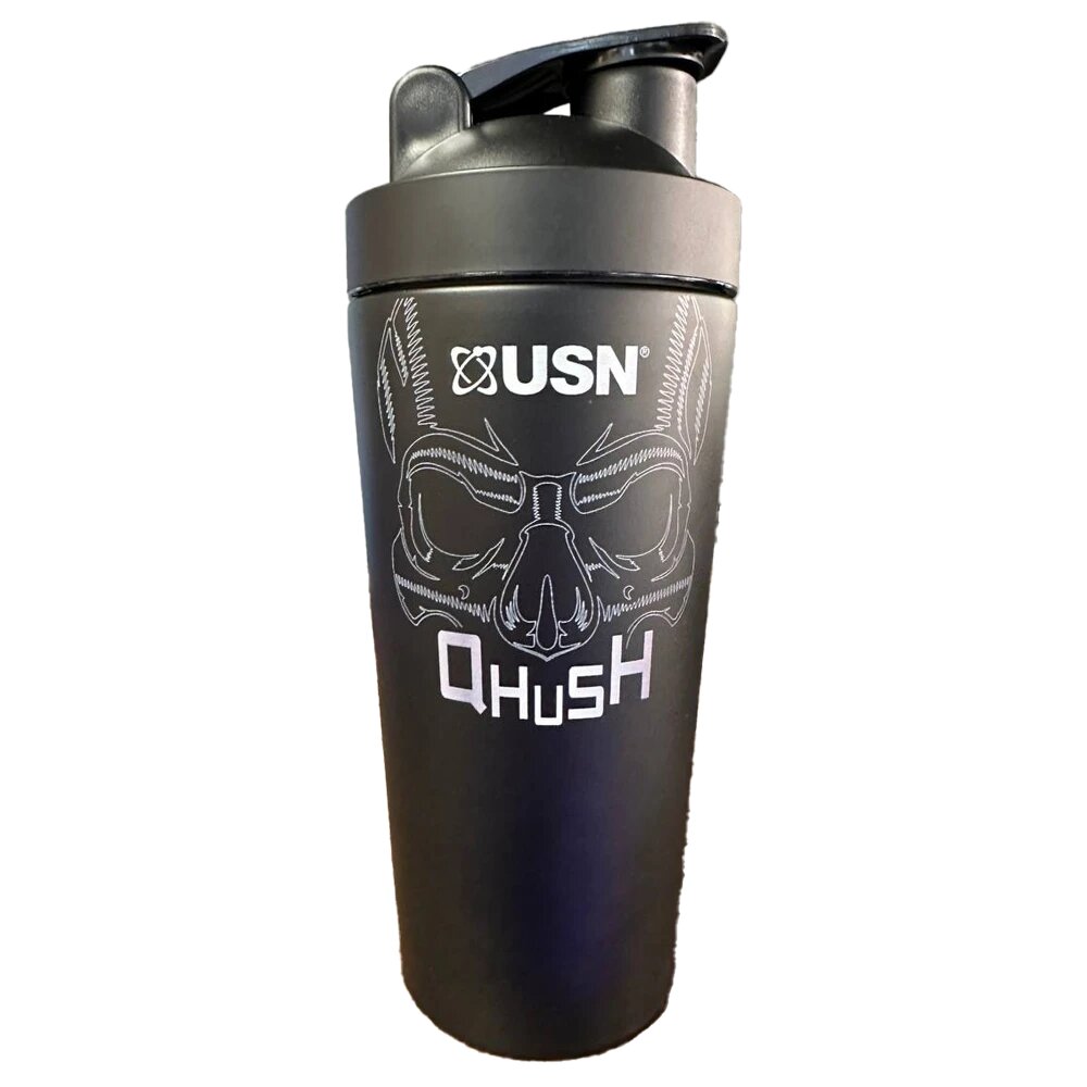 USN QHUSH Шейкер спортивный металлический 750 мл черный
