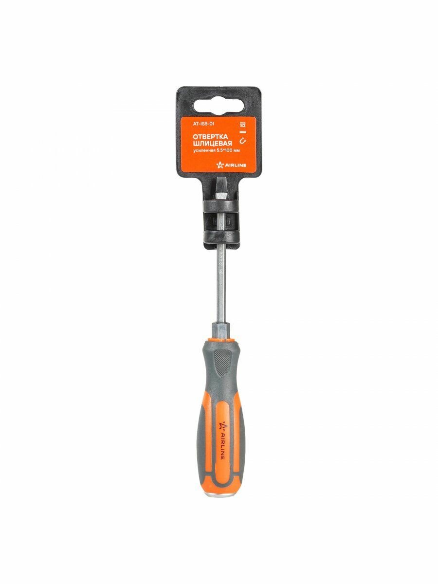 Отвертка шлицевая усиленная, под ключ, магнитная Airline ATIS501, SL5*1.0*100 мм