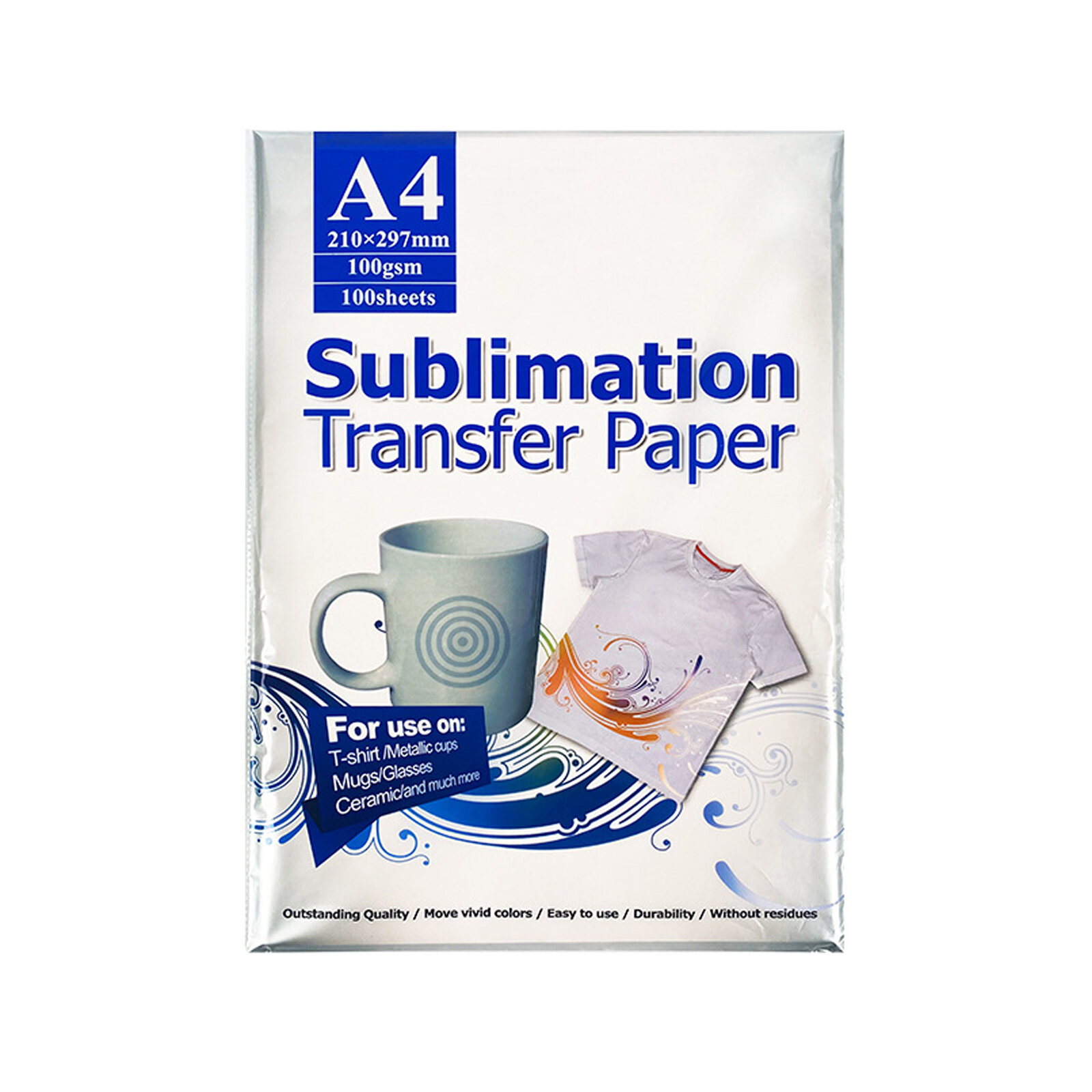 Бумага для сублимационной печати формата А4, 100 листов, полиэстеровая бумага для печати на футболках, термотрансферная бумага, подходящая для фарфоровых тарелок и противней