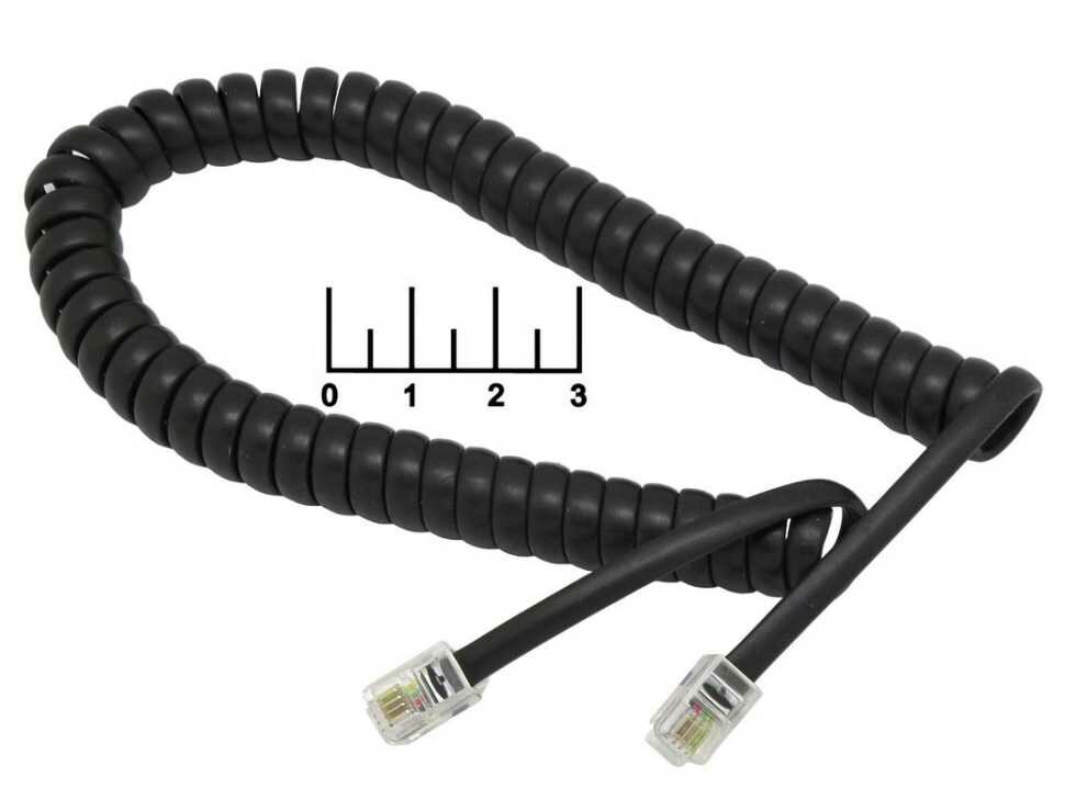 Шнур телефонный витой к трубке 2м 4P4C (RJ-9) Rexant (черный) (18-2023)