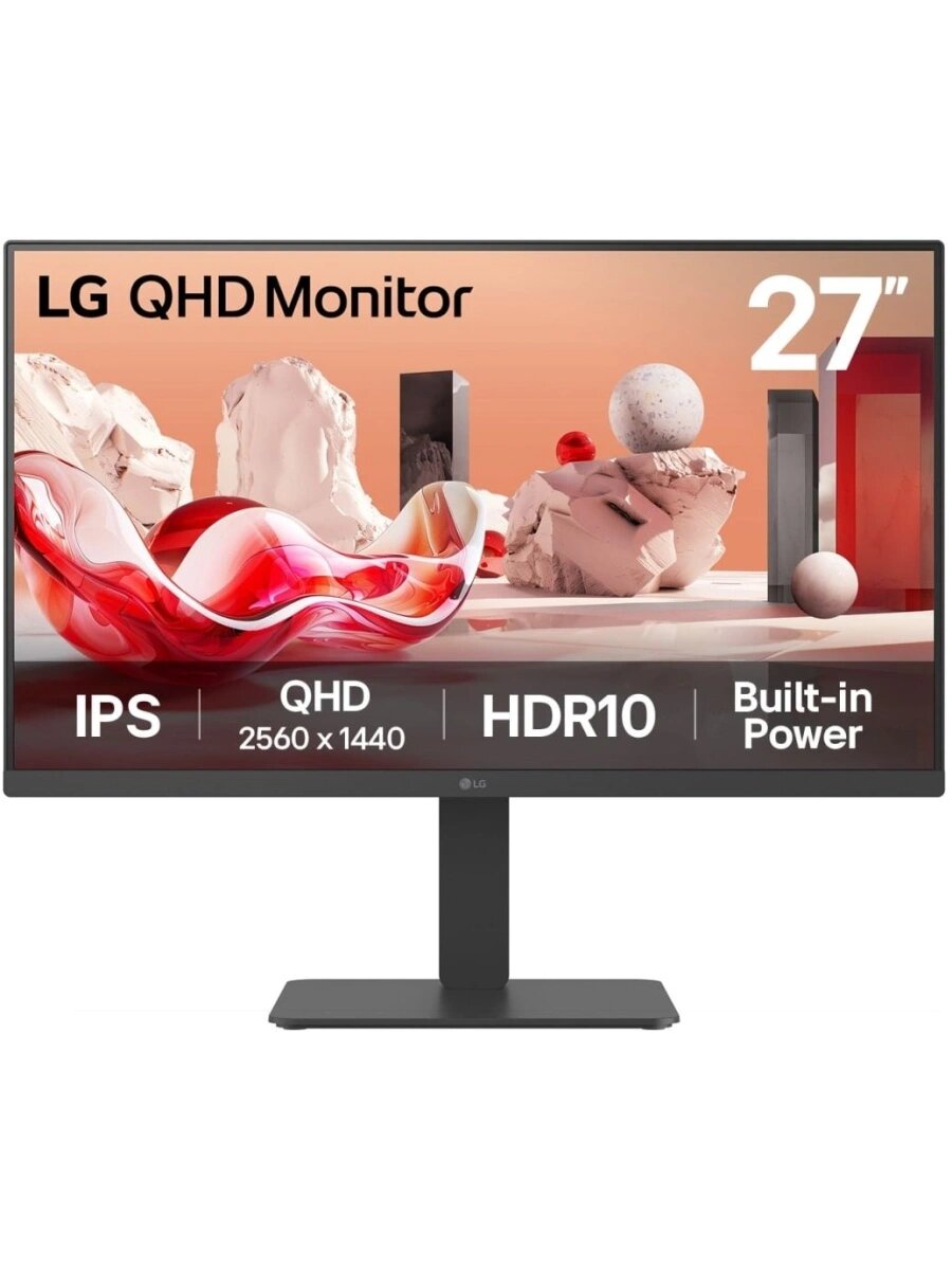Монитор LG 27BA45QB-B, 27", IPS, 2560х1440, 75Гц, антибликовый, черный