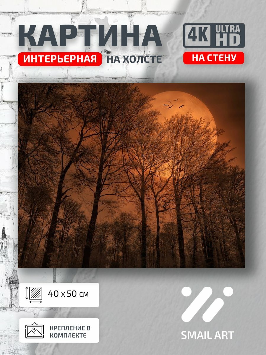 Картина на холсте интерьерная 40 на 50 на стену Лес Landscape для кафе пейзаж интерьер