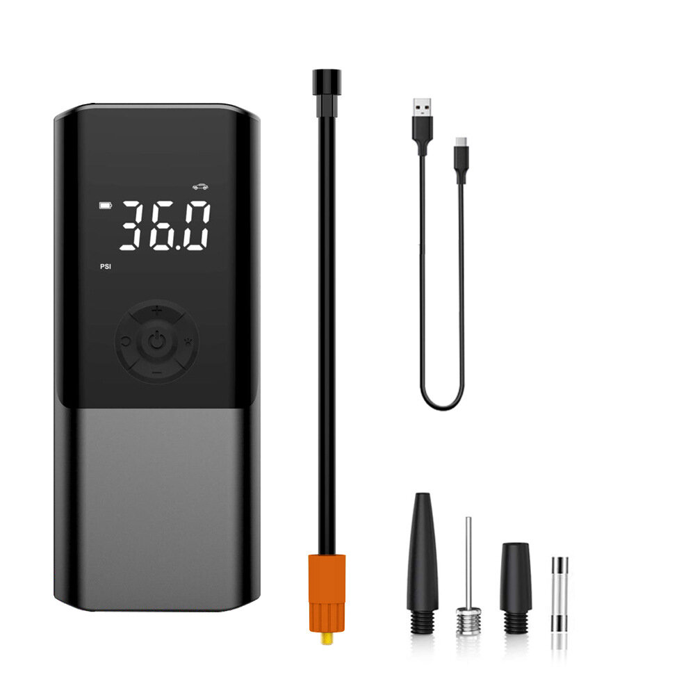 Portable Car Air Pump 150PSI Cordless Air Compressor Handheld Electric Tire Inflator with LED Light Built-in battery charging model Black ABS Type2 120W 16L/min DC12V USB5V 3 Meters 165*62*43mm 650g