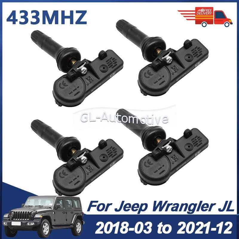 4 шт. датчик контроля давления в шинах для Jeep Wrangler JL 2018-03-2021-12 датчик TPMS 433 МГц 56029398 АБ 68241067 АБ