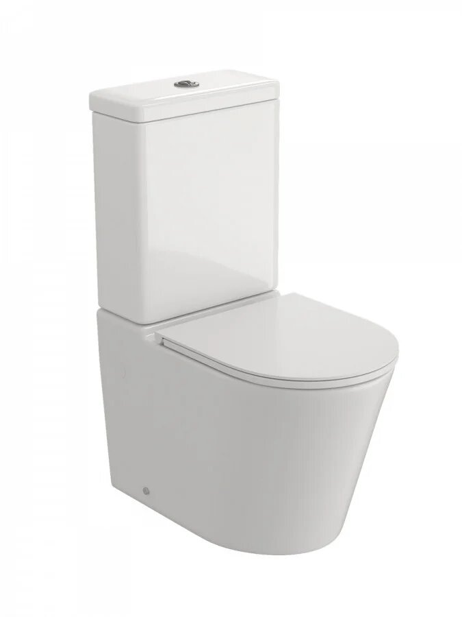 Унитаз-компакт напольный Teymi Solli R T40207 с микролифтом, безободковый, овальный, фарфоровый, антивсплеск, белый, с нижним подводом