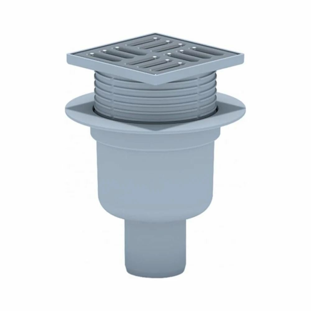 Регулируемый трап АНИ Пласт вертикальный выпуск, сухой затвор, Дн50, нержавеющая решетка, 100х100 мм TQ5702 004-0195