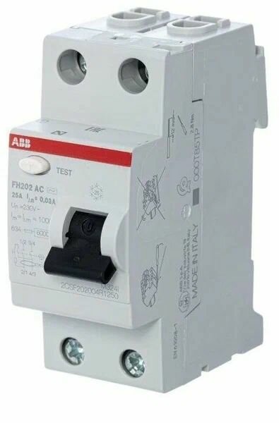 УЗО 2P 25A/30mA/AC 2 мод FH202,
