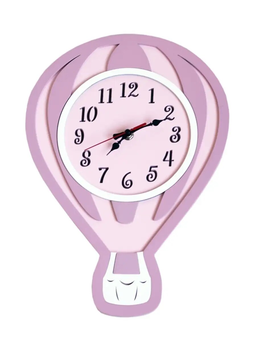 Часы Little Wood Home "Воздушный шар", кварцевые, березовая фанера, декоративные элементы