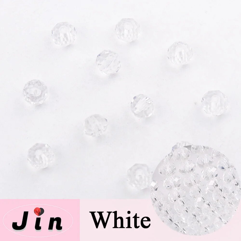 Хрустальные бусины белые 8 мм, 150г (555 шт) Jin