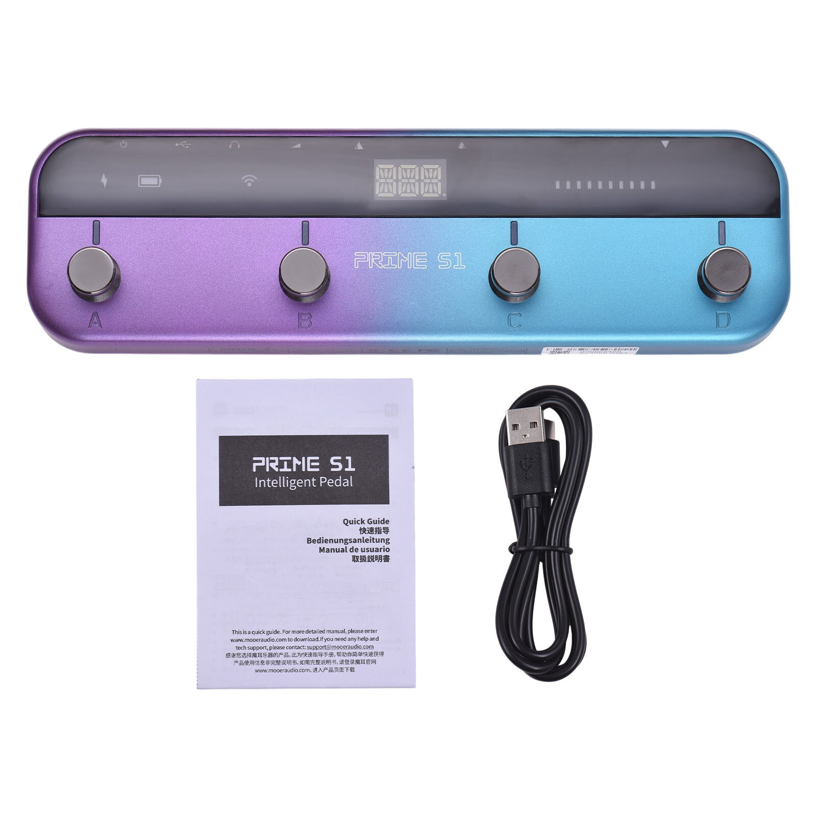 Портативный стереофонический гитарный процессор эффектов MOOER с беспроводным ножным переключателем, 128 режимами, 10 метрономами, 40 драм-машинами, лупером в стиле 80-х, OTG-записью и USB-подключением.