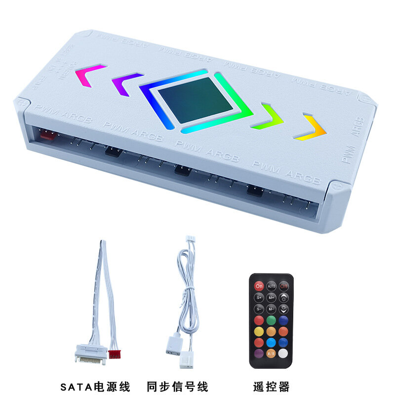 Контроллер ARGB 5V 3-контактный для корпусного вентилятора, хаб для охлаждения компьютера, RGB синхронизация, PWM, контроль температуры