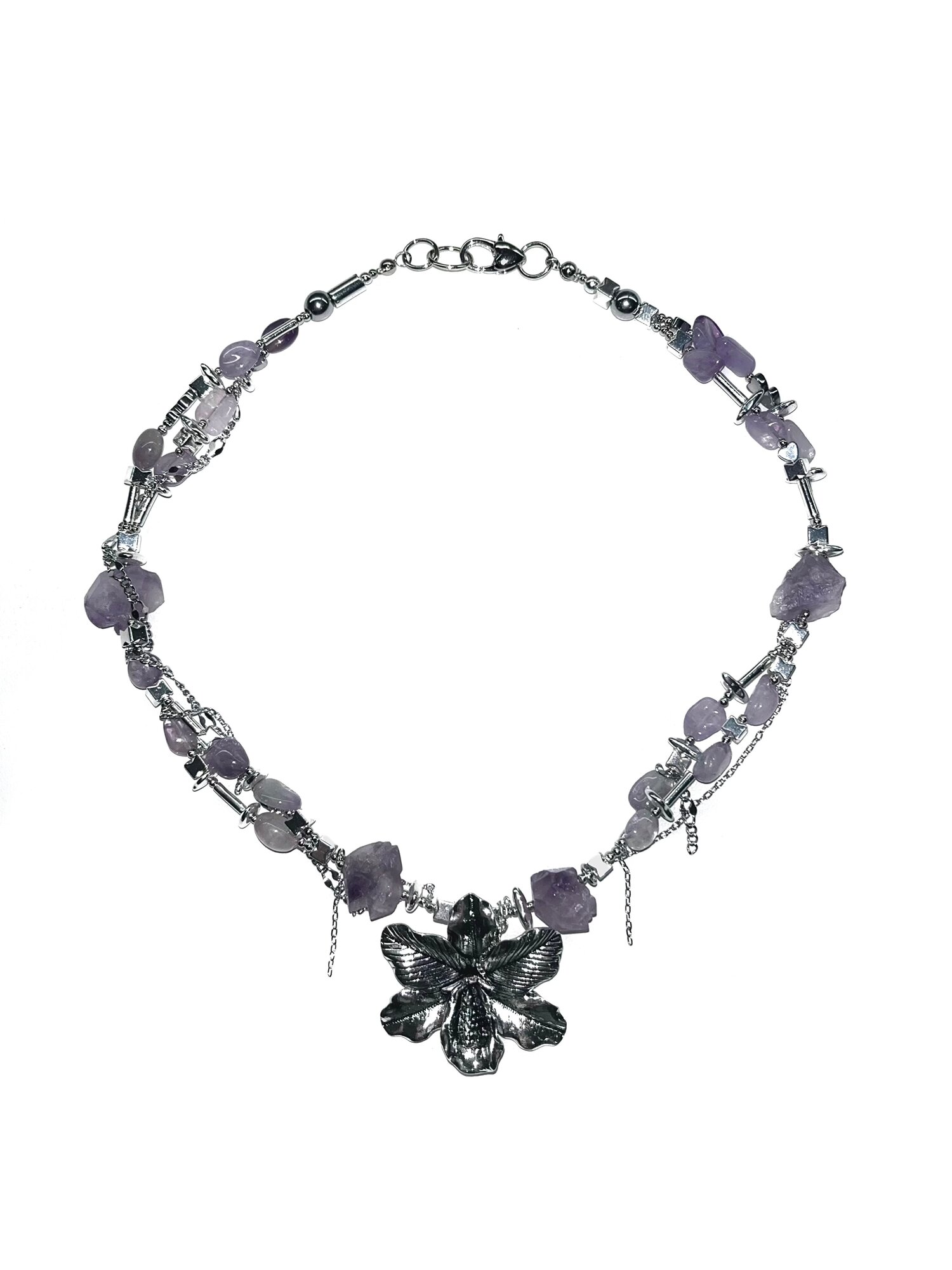 Колье, аметист, гематит