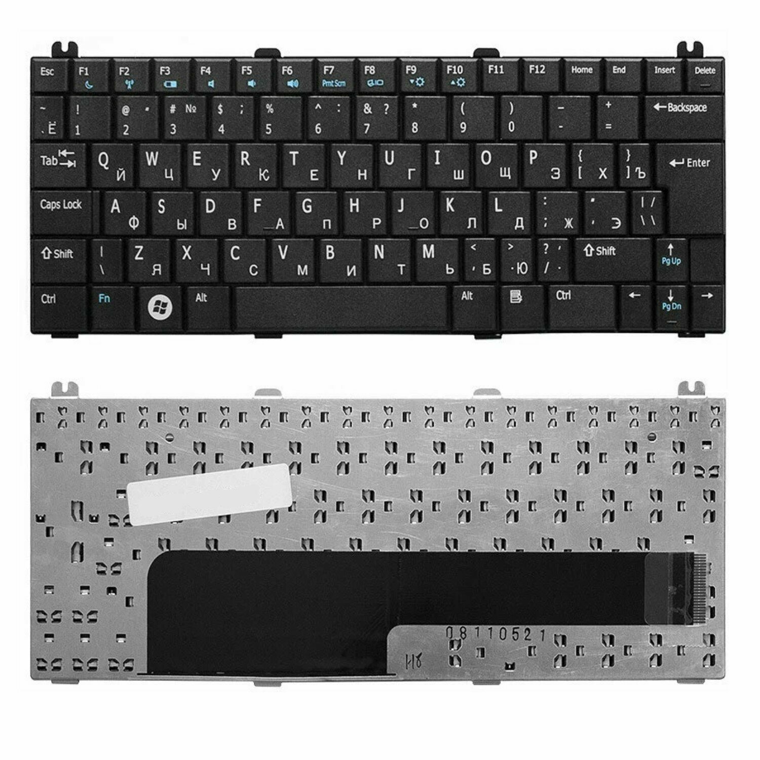 Клавиатура для ноутбука Dell Inspiron Mini 12, 1210 Series. Г-образный Enter. Черная, без рамки. PN: 0K124J, V091302AS1